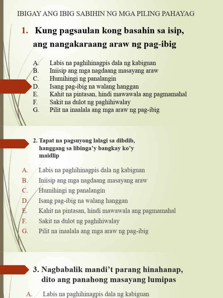 Ibigay Ang Ibig Sabihin NG Mga Piling Pahayag | PDF