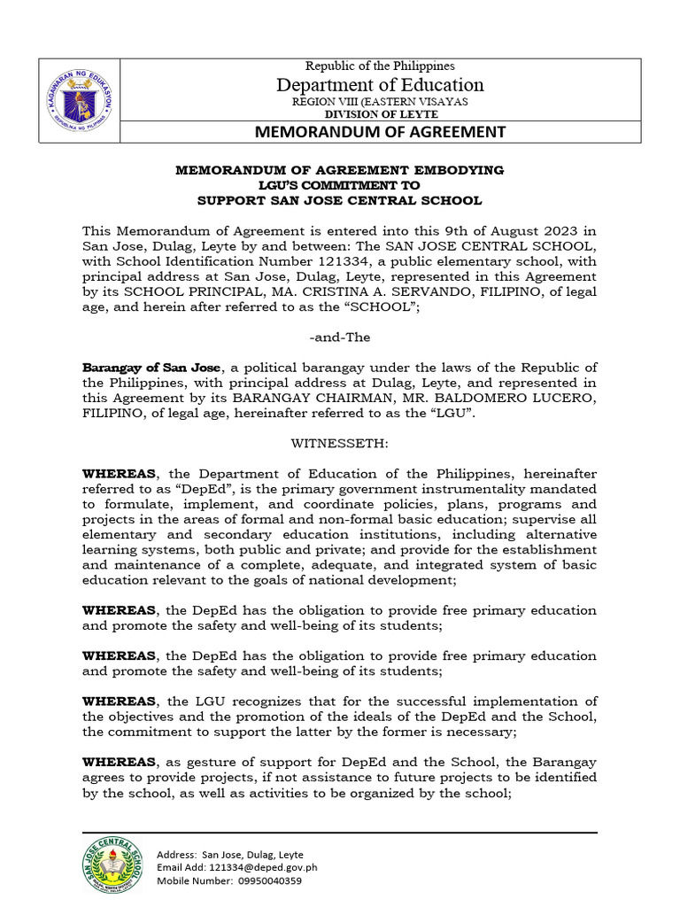 BLGU School MOA 2022-2023 | PDF | Wellness