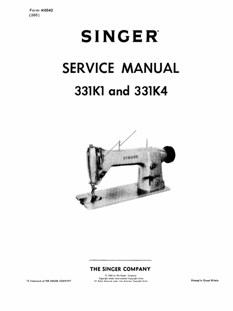 Singer 331K1 and 331K4 Service Manual | PDF | Technology & Engineering