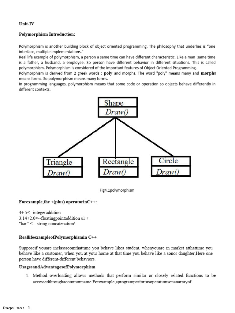 Unit 4 Object Oriented Programming And Methodology 1 Pdf Class