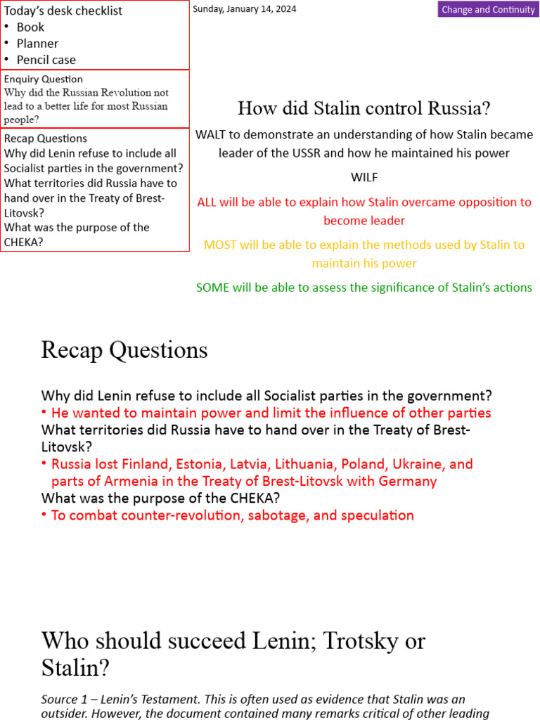 2.5 How Did Stalin Control Russia | PDF | Joseph Stalin | Vladimir Lenin
