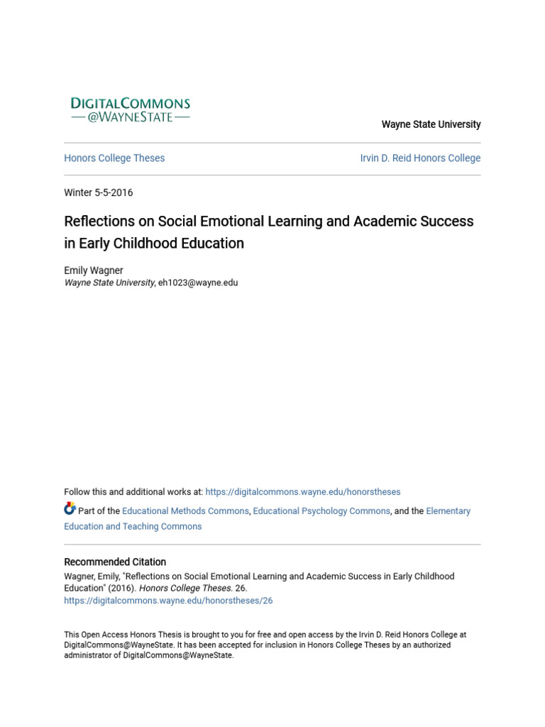 Reflections On Social Emotional Learning and Academic Success in | PDF ...