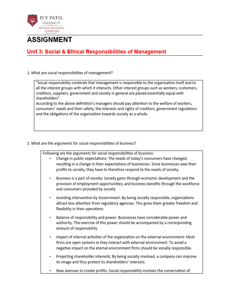Assignment - Social Ethical Res Mang. | PDF | Corporate Social ...