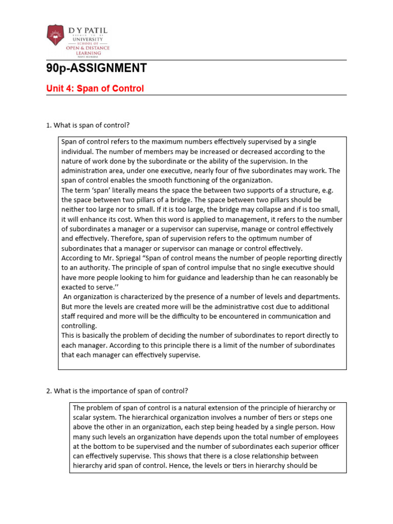 Understanding Span of Control in Management | PDF | Business | Psychology