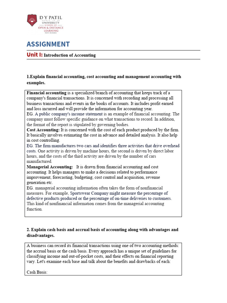 Assignment Intro to accounting | PDF