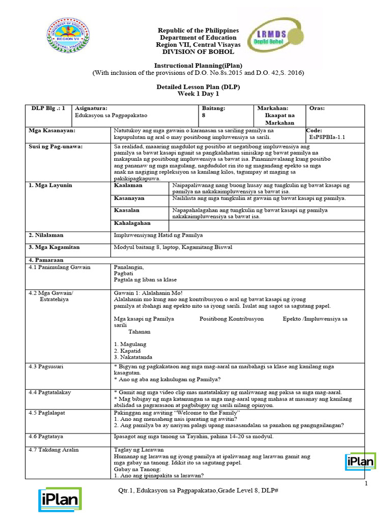 ESP8 Iplan Week 1 | PDF