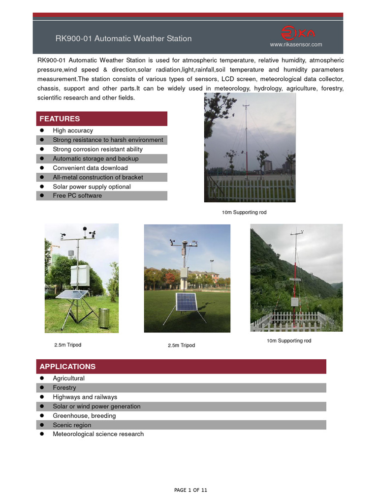 RK900-01Automatic Weather Station | PDF | Humidity | Meteorology