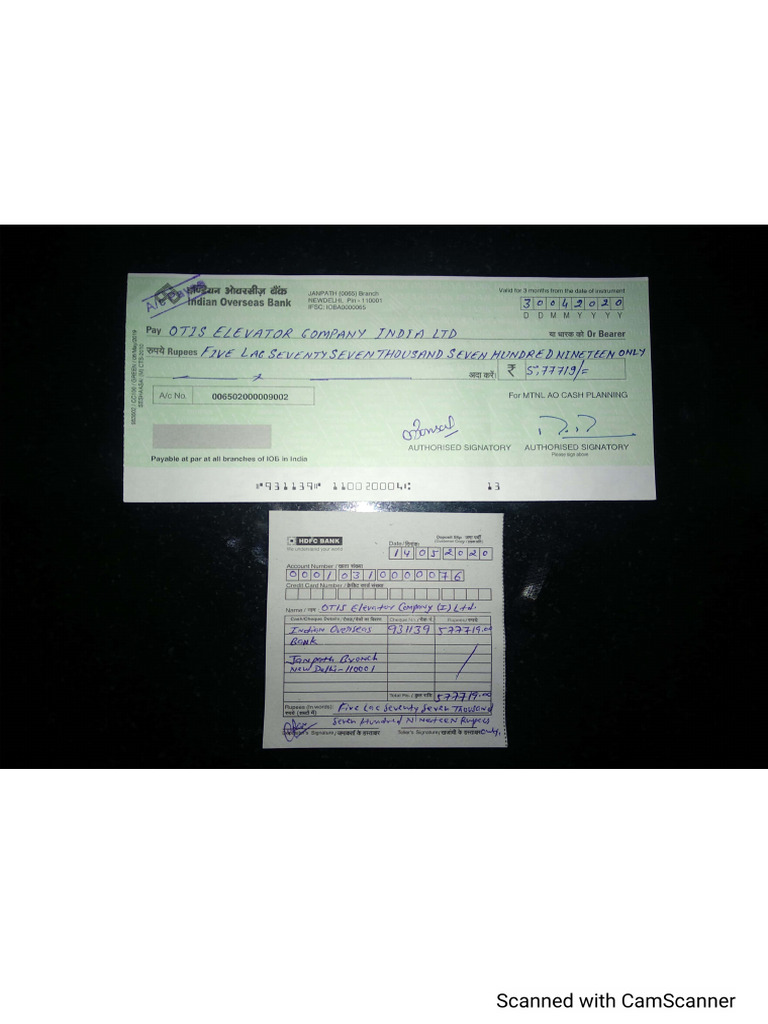 MTNL CGO Cheque Receipt | PDF