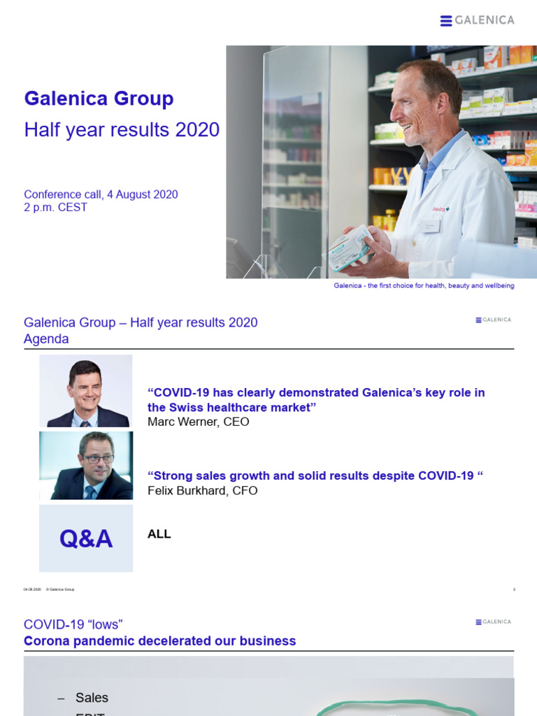 Galenica AG H1 2020 Earnings Presentation | PDF | Investing | Pharmacy