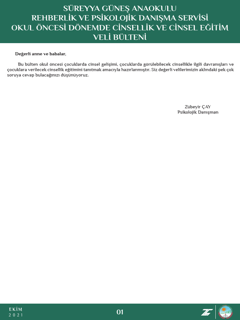 Okul Oncesinde Cinsel Egitim | PDF