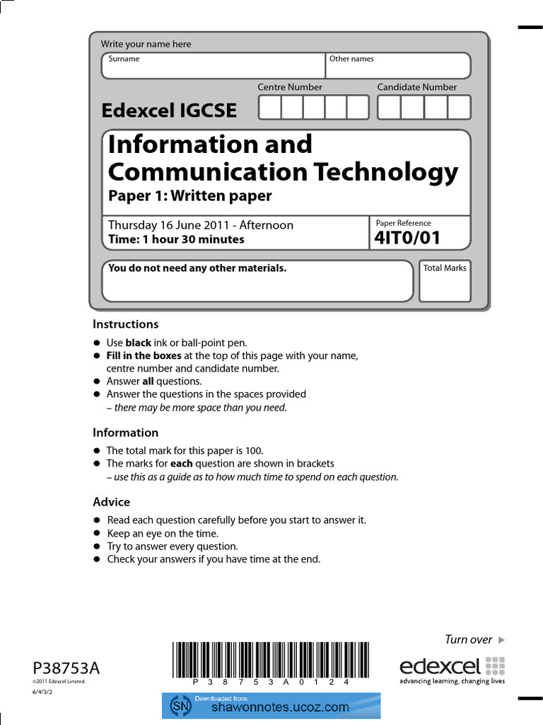 Information and Communication Technology: Edexcel IGCSE | PDF | Point ...