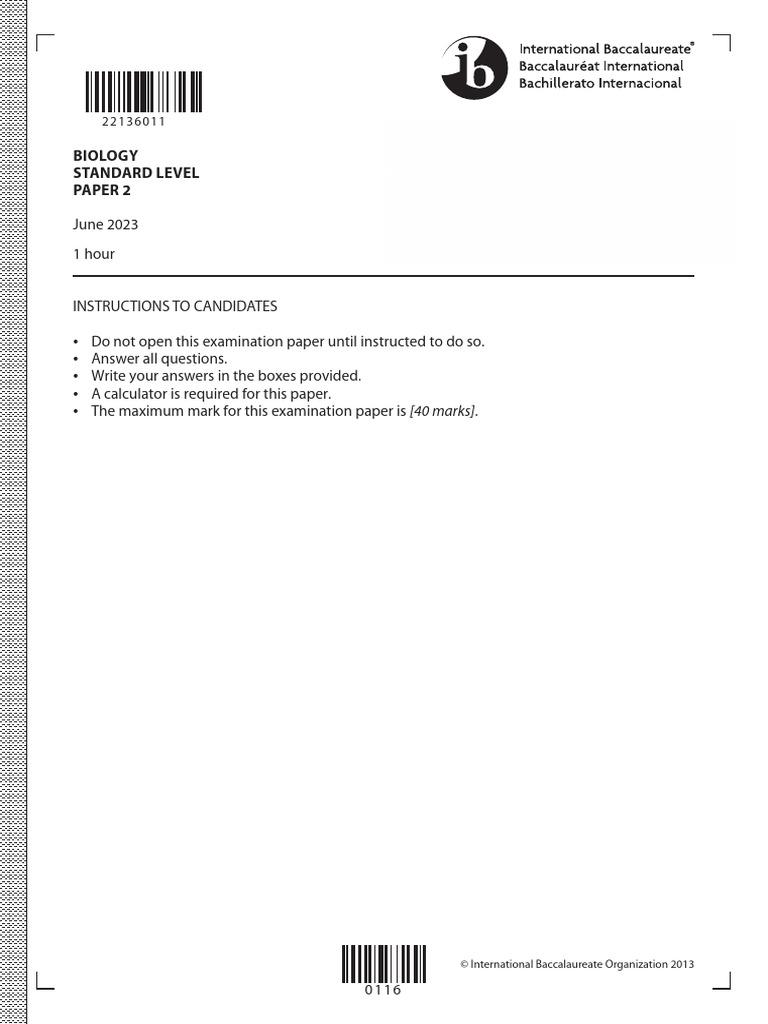 SL Biology Paper 2 | PDF