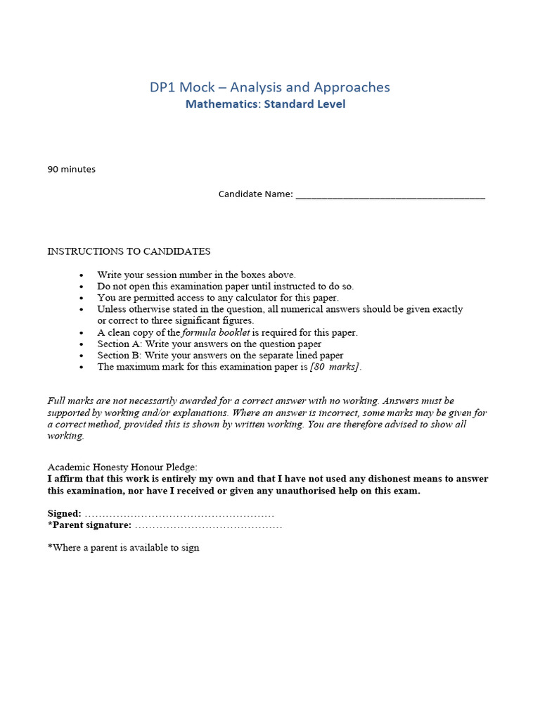 Maths AA SL Jun Mock | PDF | Function (Mathematics) | Logarithm