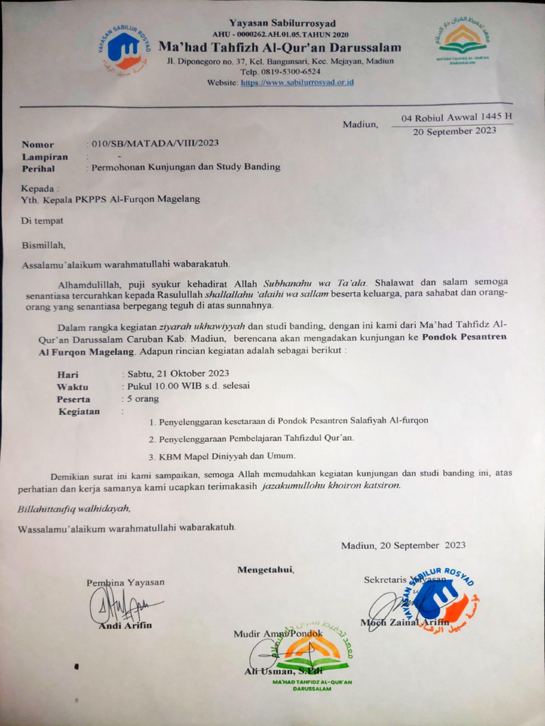 Surat Pengajuan Studyi Banding | PDF