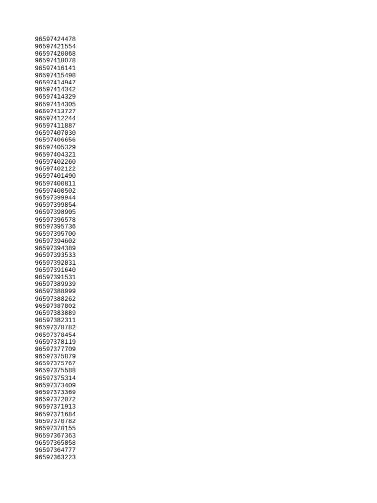 List of Unique Numeric Codes | PDF