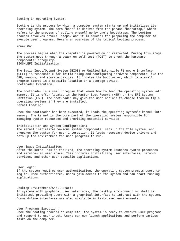 Understanding the Booting Process in OS | PDF | Computers