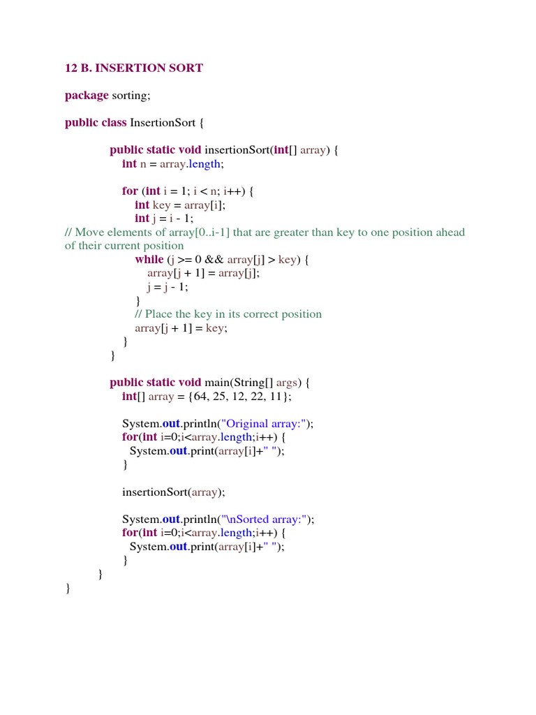 Labsheet 12B - Insertion Sort | PDF