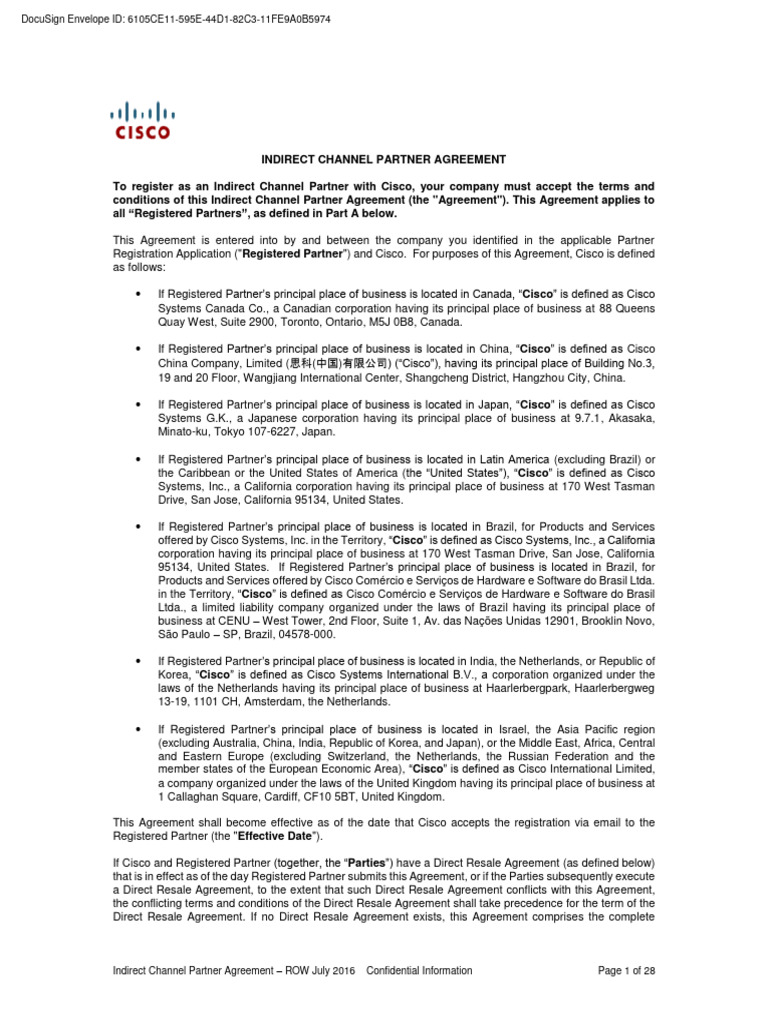 Cisco Indirect Partner Agreement Overview | PDF | License | Proprietary ...