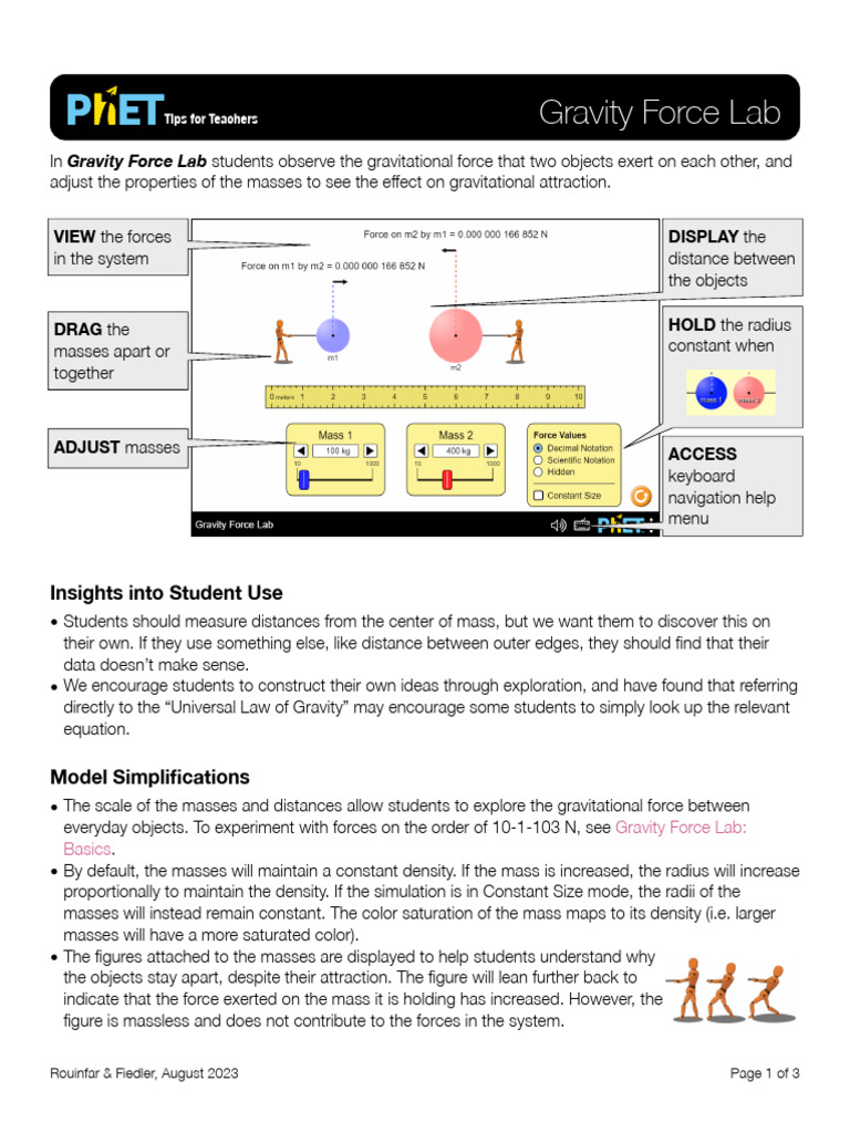 Gravity Force Lab HTML Guide - en | PDF | Force | Gravity