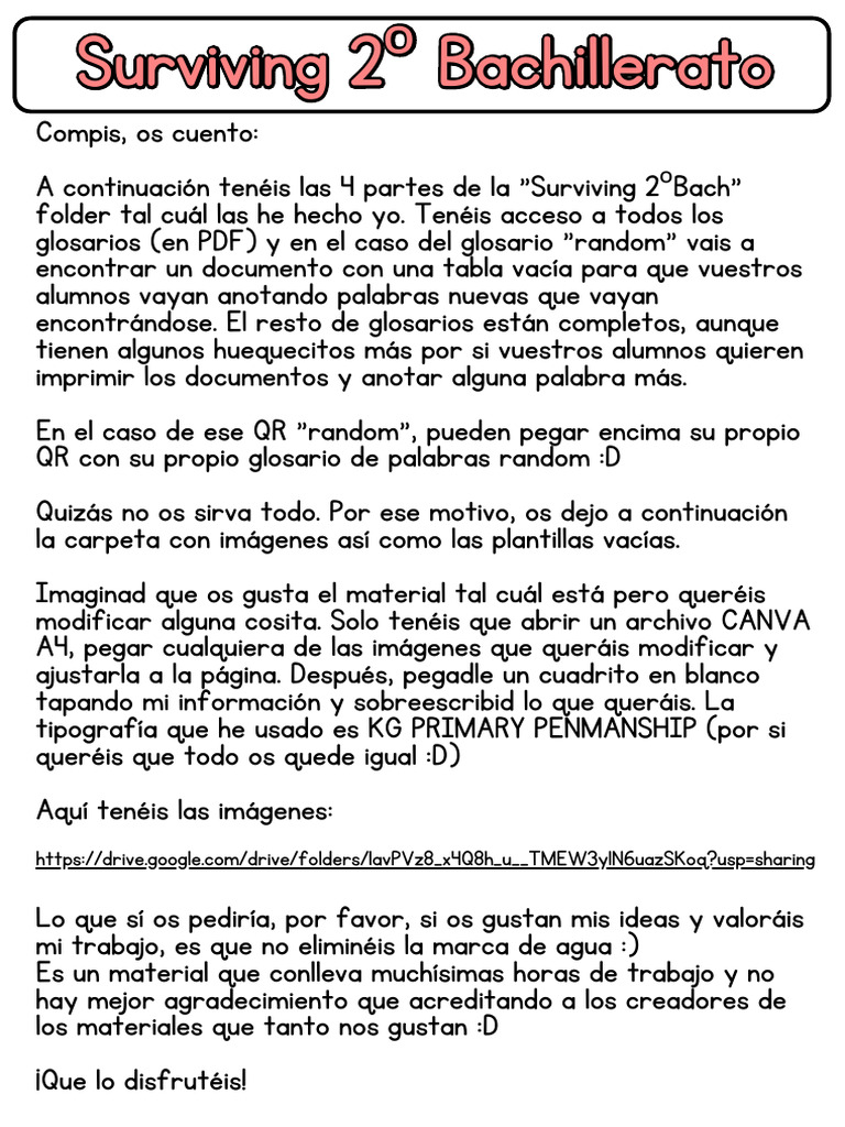 Carpetita Surviving 2º Bach @teachingteacup | PDF