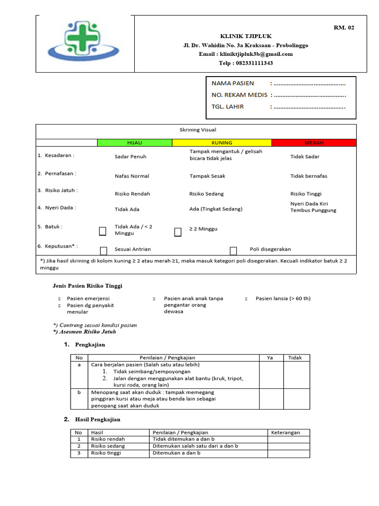 LEMBAR SKRINING VISUAL (RM 02) - Bisa Cetak Bolak Balik | PDF