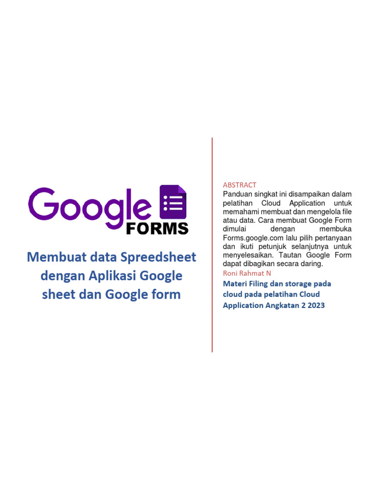Membuat Data Spreedsheet Dengan Aplikasi Googlesheet Dan Google Form | PDF