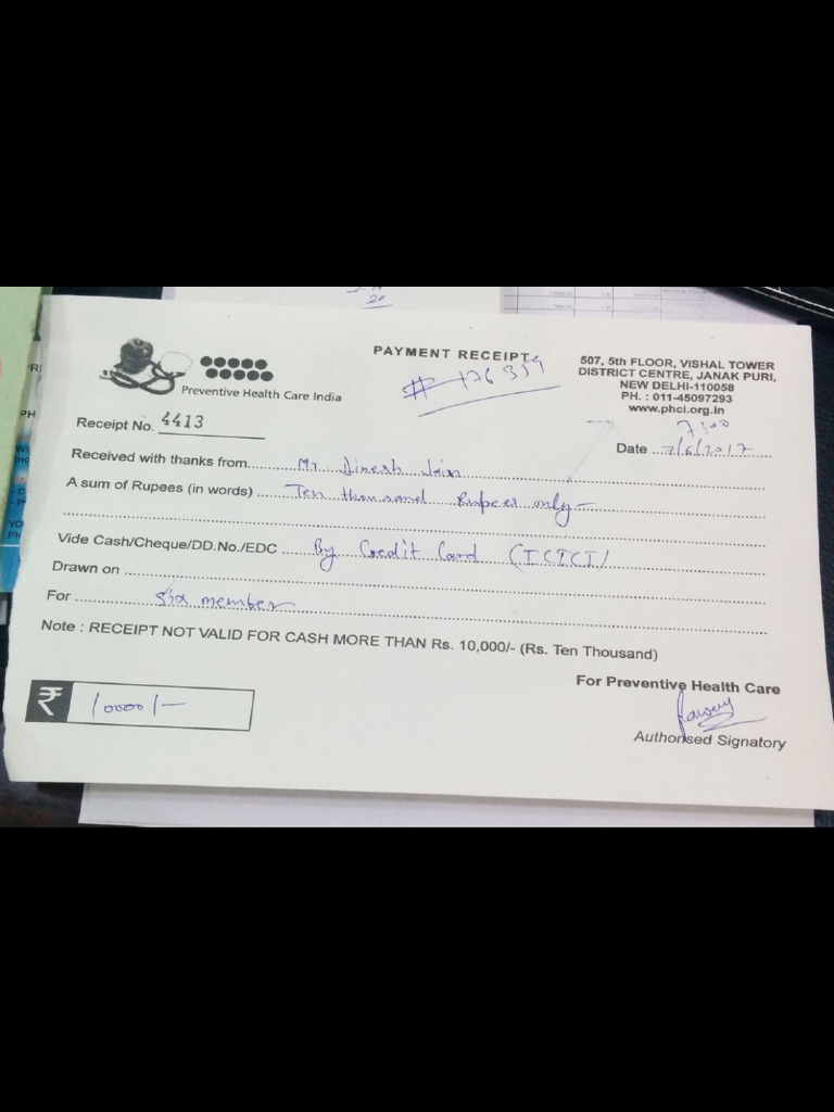 Heathcheckup Recpt | PDF