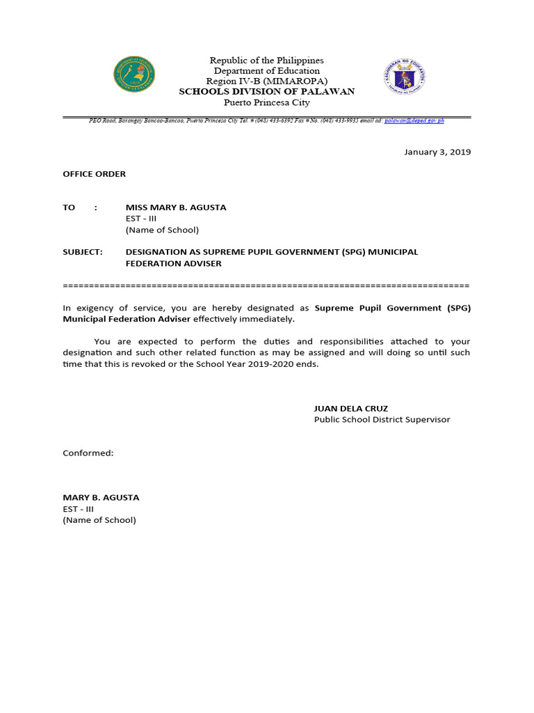 Designation Order Sample | PDF