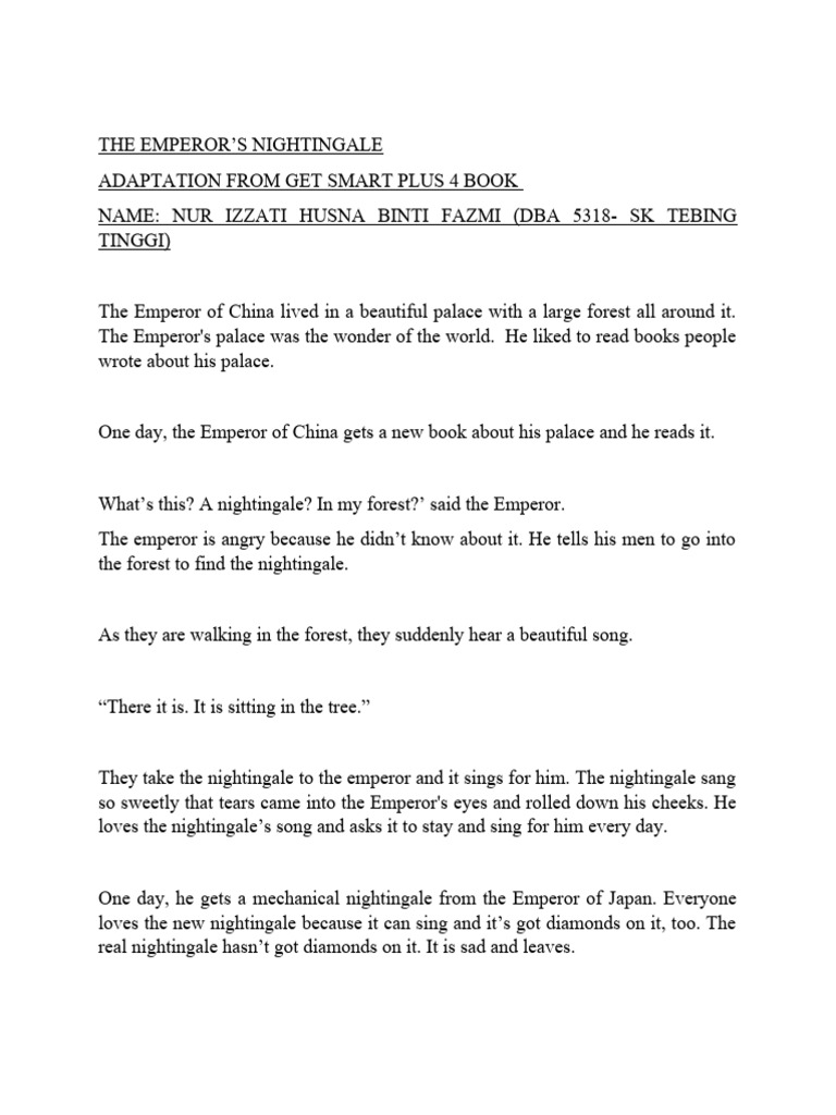 The Emperor's Nightingale Tale | PDF | Art | Poetry