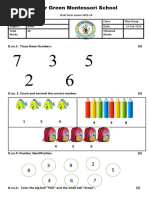 Nursery Class Maths (Written) Half Yearly Question Paper PDF | PDF