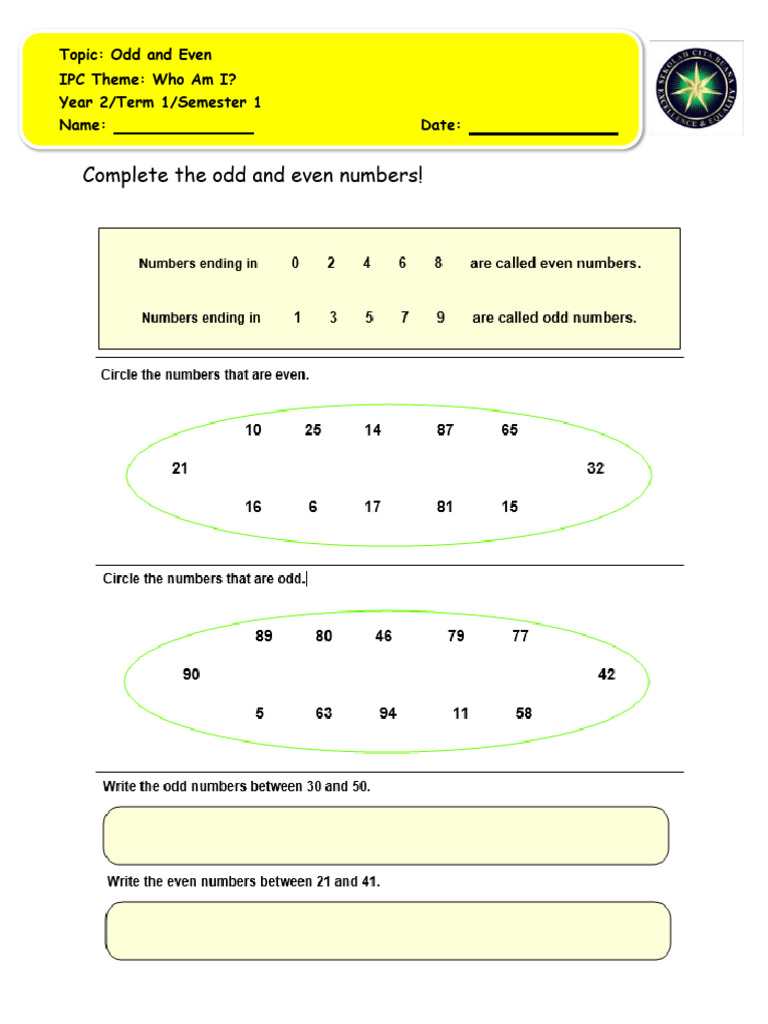 Year 2 - Math Odd & Even Numbers | PDF | Language Arts & Discipline