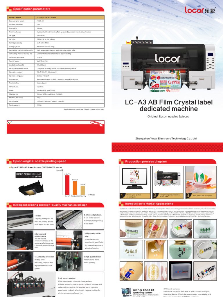 Locor UV DTF Printer | PDF | Printer (Computing) | Lamination