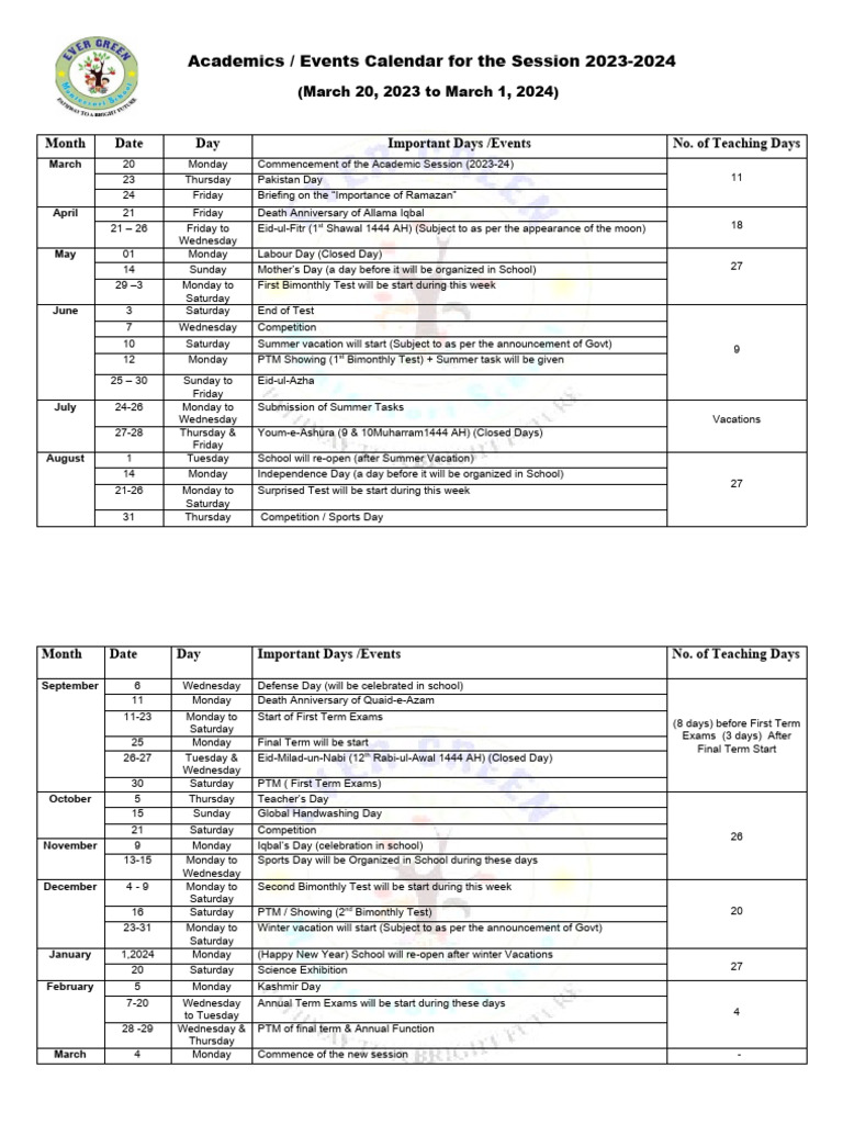 Academic Calender | PDF | Observances