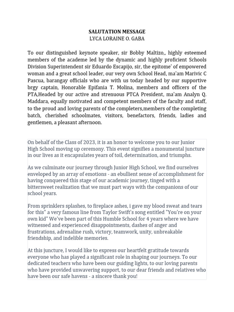 Salutation Message | PDF