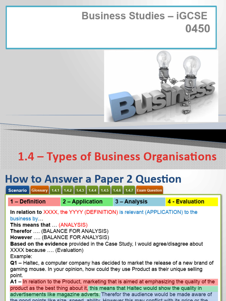 Types of Business Organisations IGCSE | PDF | Partnership | Limited Company