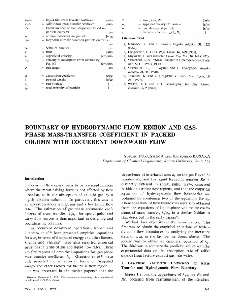 Boundary Of Hydrodynamic Flow Region And Gas Phase Mass Transfer