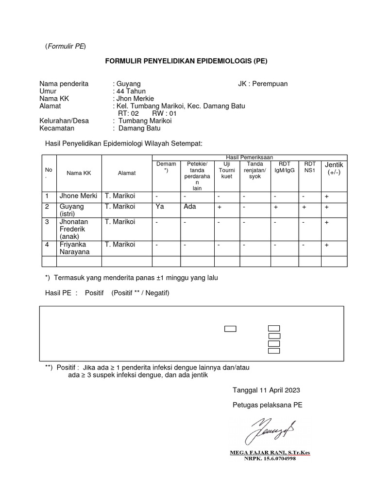 Hasil Penyelidikan DBD Tumbang Marikoi | PDF