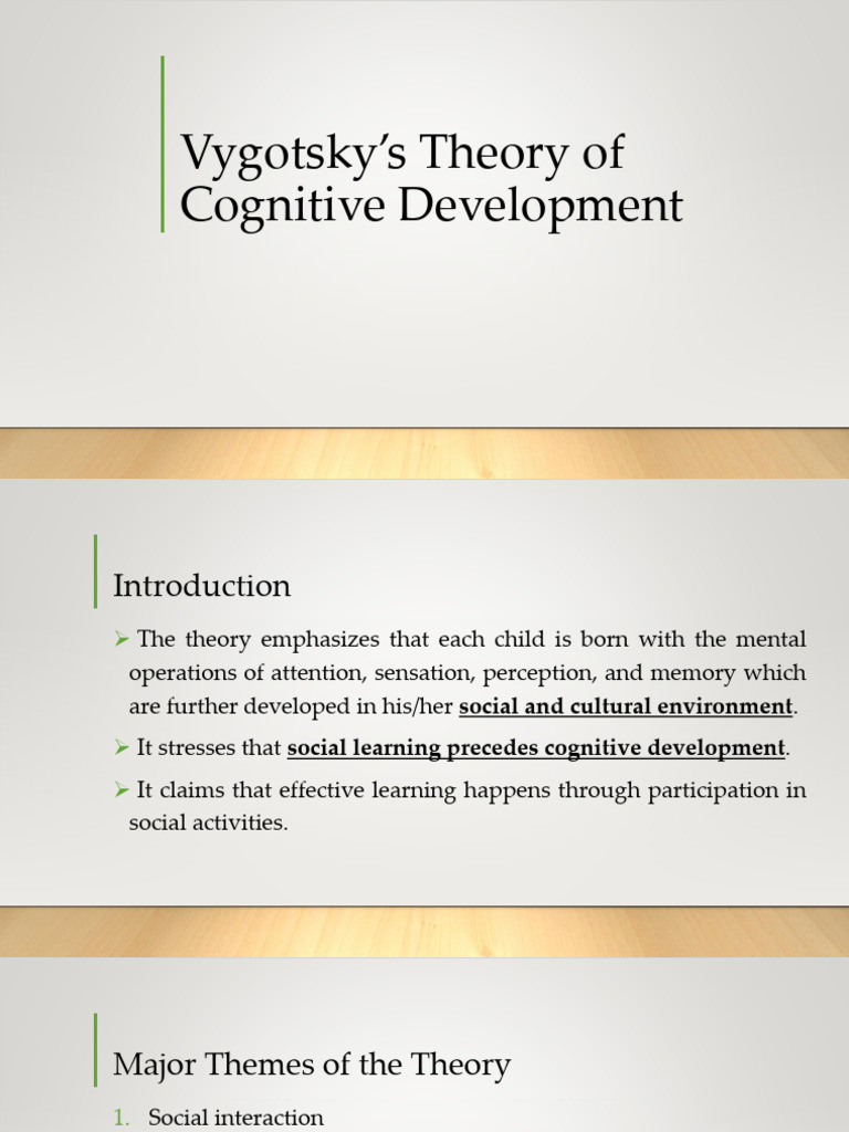 Vygotskys Theory of Cogntive Development PED01 | PDF | Cognitive ...