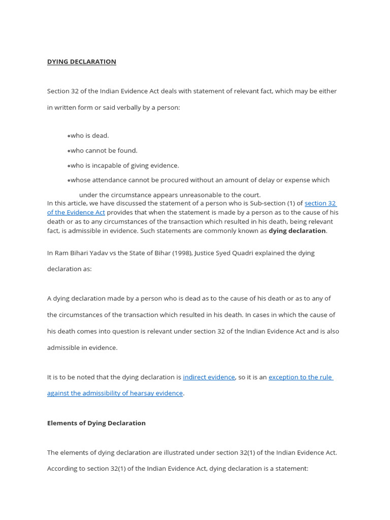 Dying Declaration | PDF | Politics