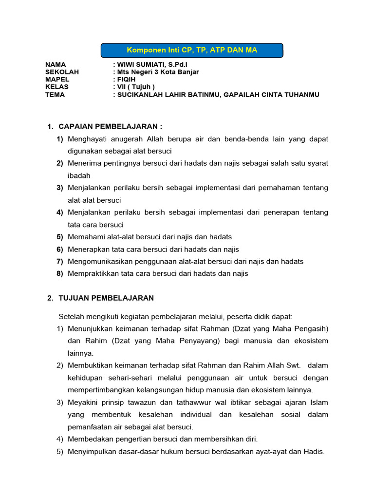 Fiqih Kurikulum Merdeka Kelas 7 | PDF