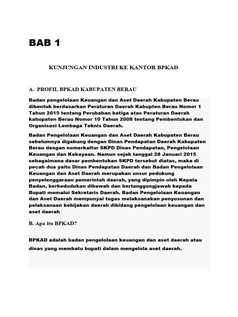 Kunjungan Industri Kantor Bpkad | PDF