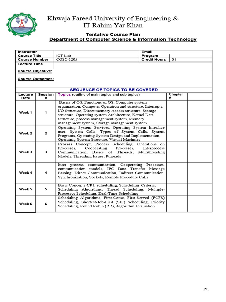 Introduction To ICT - Lab COSC-1205 | PDF | Scheduling (Computing) | Process (Computing)