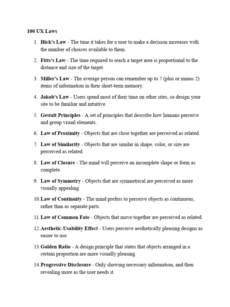 100 Essential UX Laws For Designing Effective UX | PDF 100 Essential UX Laws For Designing Effective UX | PDF