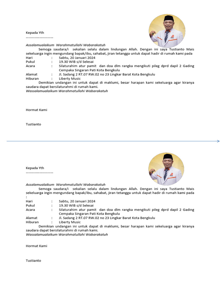 Contoh Undangan Caleg | PDF