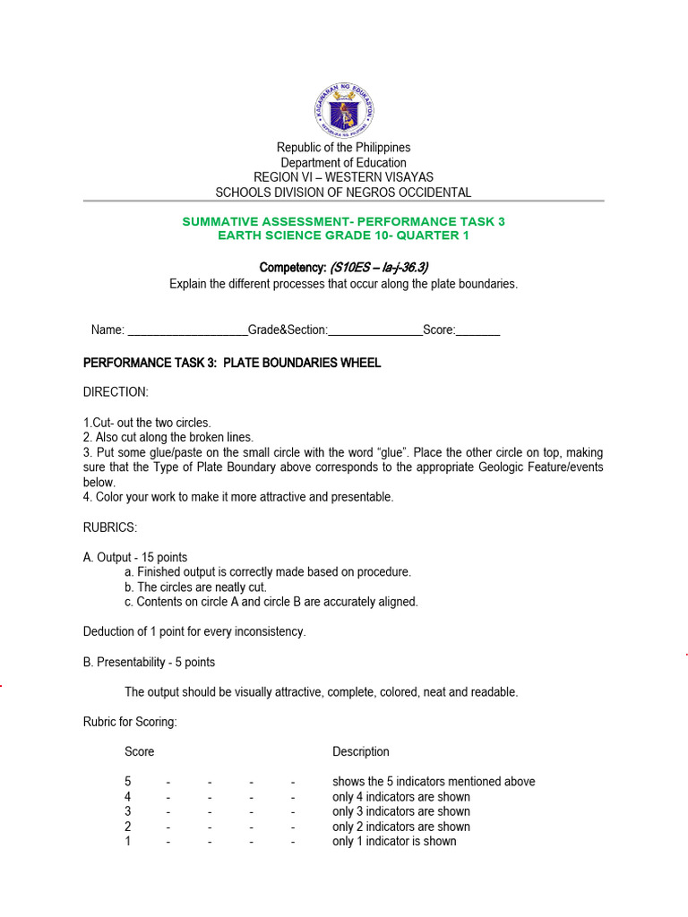 3 Performance Task Science 10 Q1 | PDF