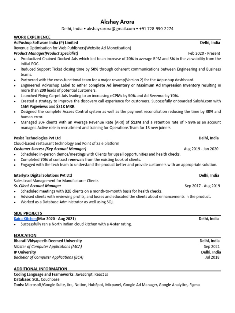 Akshay Arora ProductManager | PDF | Business