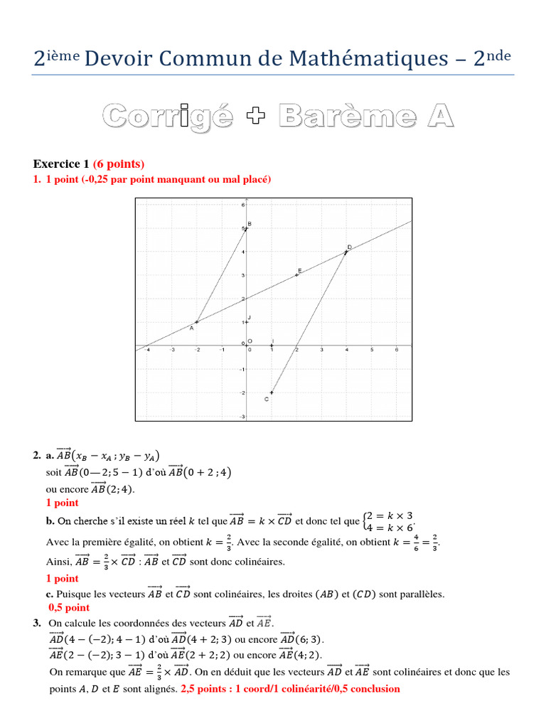 Devoir Commun 2nde Maths 8 Corrige | PDF Devoir Commun 2nde Maths 8 Corrige | PDF