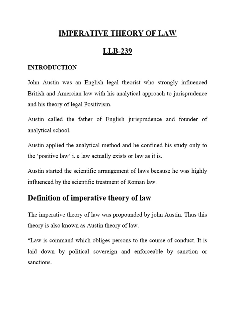 Imperative Theory of Law | PDF