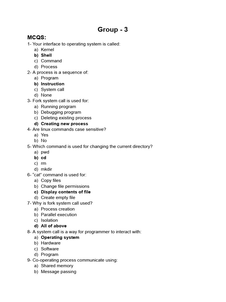 Group 3 Mcqs Pdf Scheduling Computing Process Computing