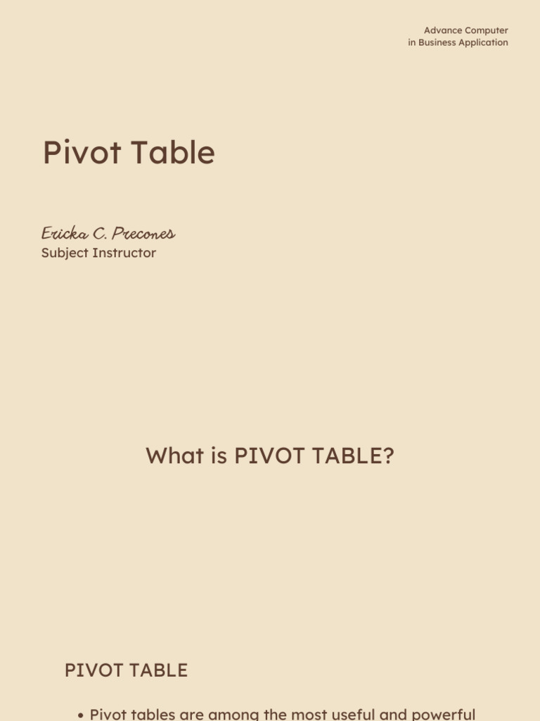 Pivot Table | PDF